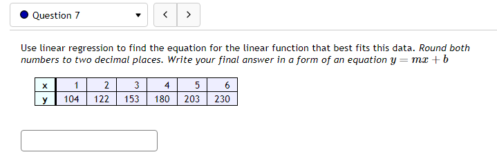 Solved Use linear regression to find the equation for the | Chegg.com
