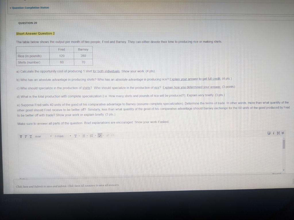 Solved Question Completion Status QUESTION 20 Short Answer | Chegg.com