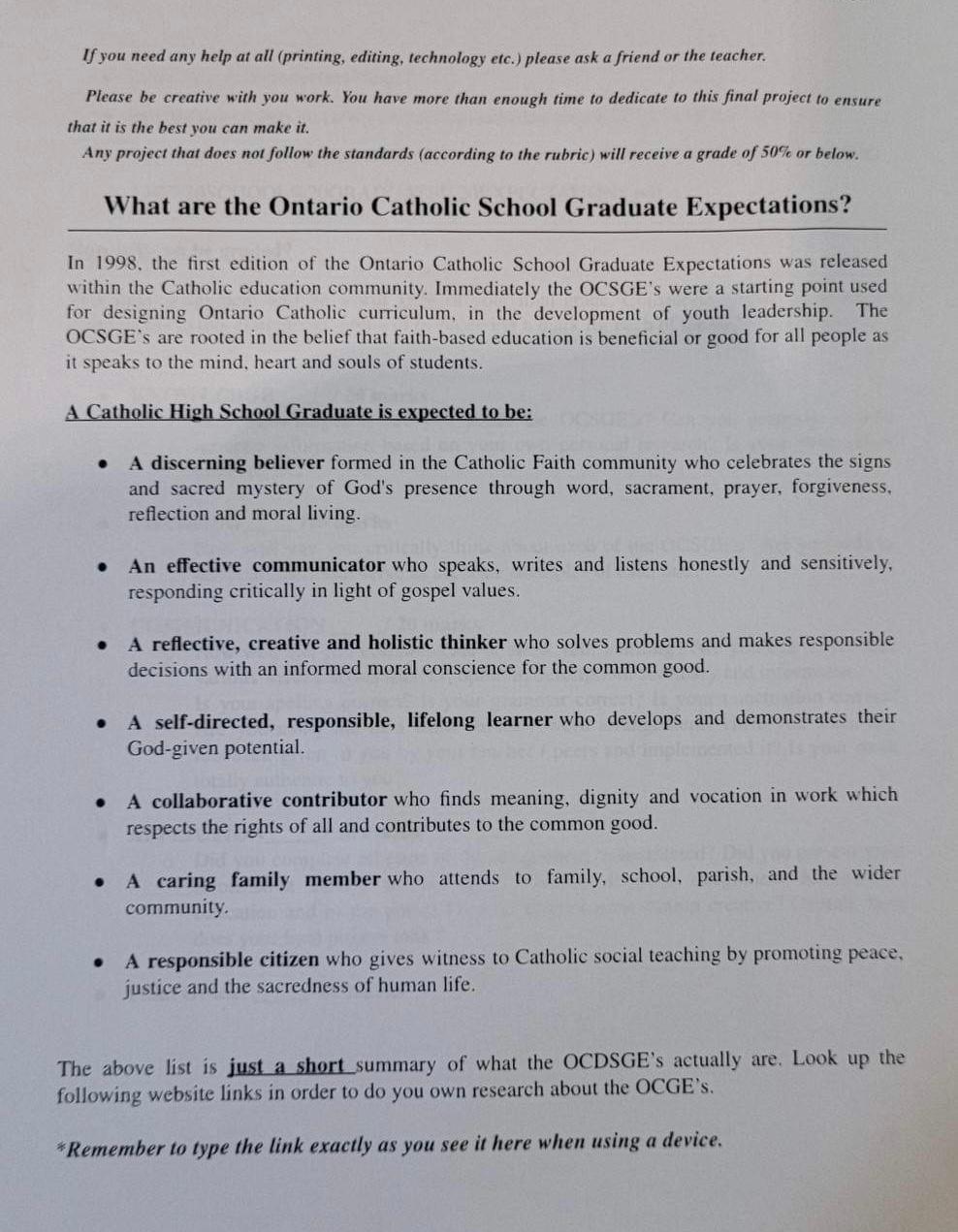 order to conduct your own research about the OCSGE's. | Chegg.com