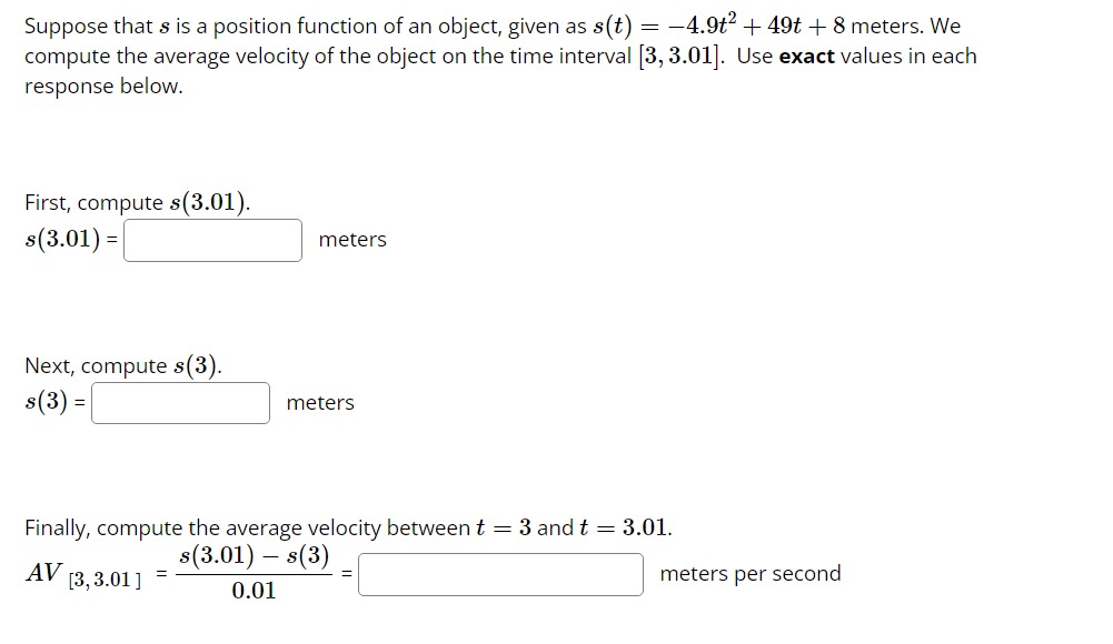 Solved Suppose that s ﻿is a position function of an object, | Chegg.com
