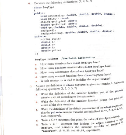 Solved 6. Consider the following declarations: (1,2,5,7) | Chegg.com