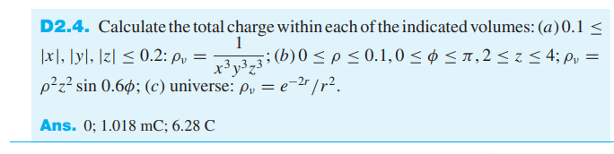 Solved D2.4. Calculate the total charge within each of the | Chegg.com