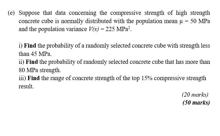 Solved (e) ﻿Suppose that data concerning the compressive | Chegg.com