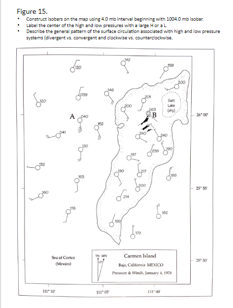Solved Figure 15. - Construct isobars on the map using 4.0mb | Chegg.com