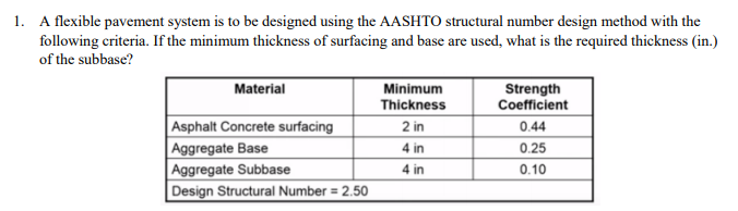 Solved 1. A flexible pavement system is to be designed using | Chegg.com