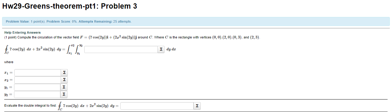 Solved Hw29-Greens-theorem-pt1: Problem 3 Problem Value: 1 | Chegg.com