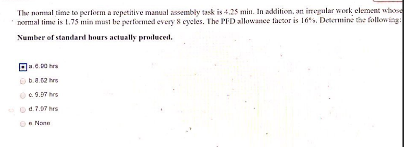 Solved The normal time to perform a repetitive manual | Chegg.com