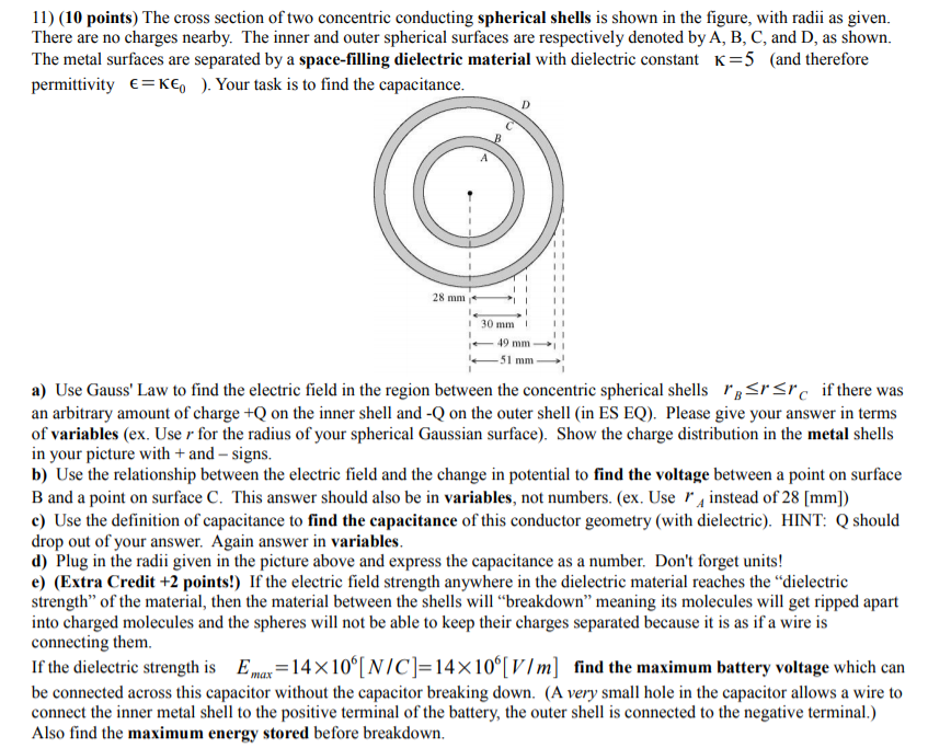 Solved The cross section of two concentric conducting | Chegg.com