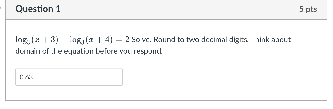 Solved log3(x+3)+log3(x+4)=2 Solve. Round to two decimal | Chegg.com