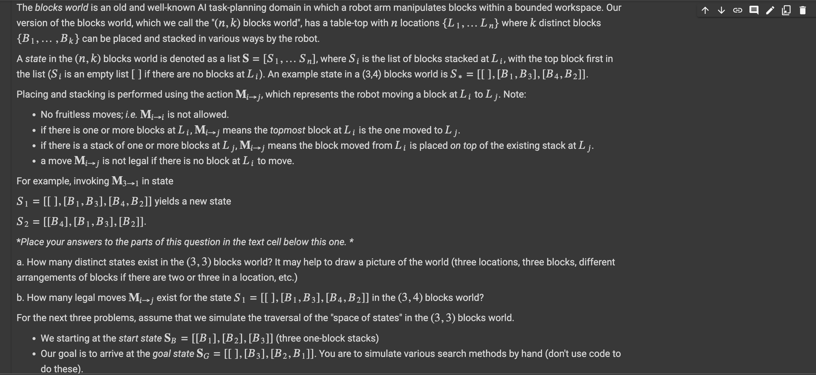 Solved The blocks world is an old and well-known Al | Chegg.com