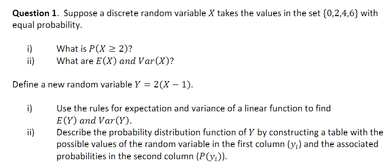 Solved Question 1. Suppose a discrete random variable X | Chegg.com