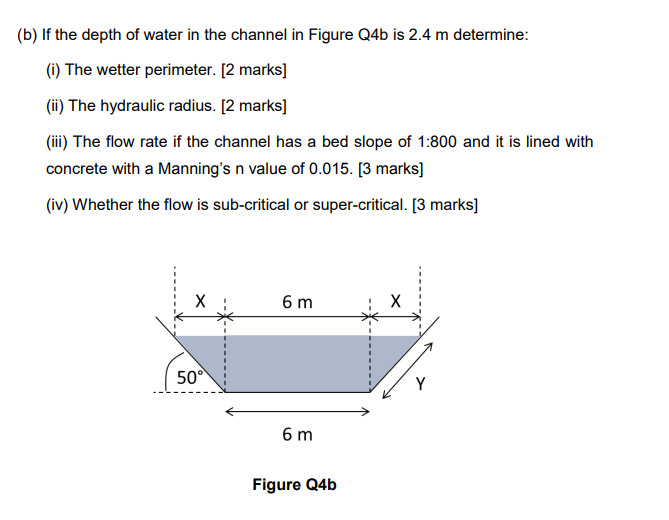 Solved (b) If the depth of water in the channel in Figure | Chegg.com