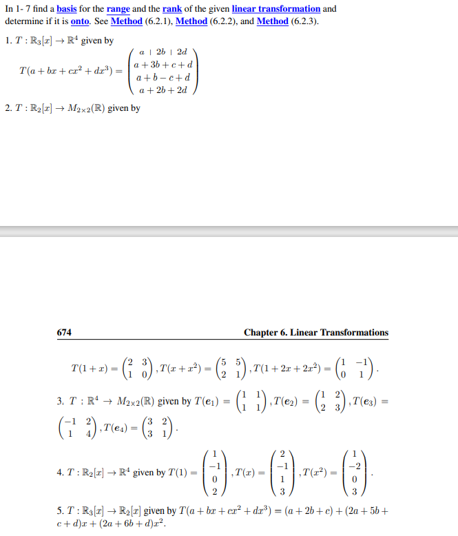 Solved In 1- 7 find a basis for the range and the rank of | Chegg.com