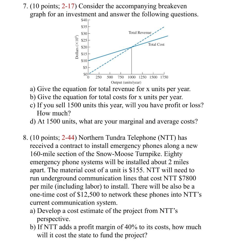 Solved 7. (10 points; 2-17) Consider the accompanying | Chegg.com