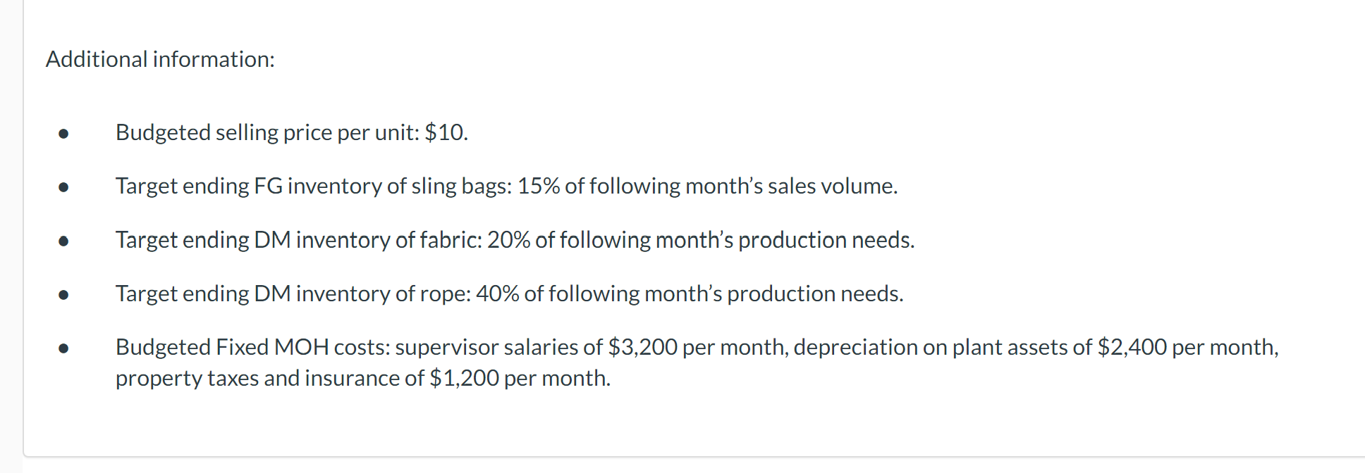 Solved Prepare the monthly DM purchases budget for (i) | Chegg.com