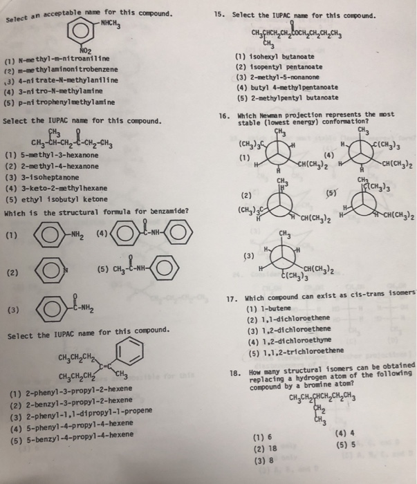 Solved select an acceptable name for this 15. Select the | Chegg.com