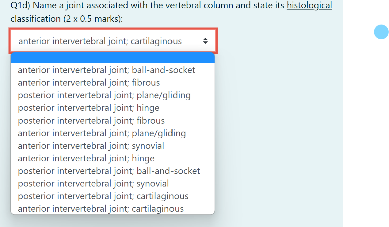 Solved Q1d) Name a joint associated with the vertebral | Chegg.com