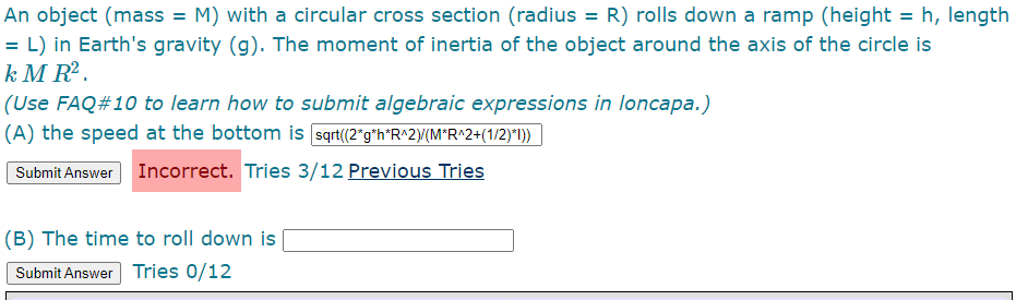 Solved An object (mass =M ) with a circular cross section | Chegg.com