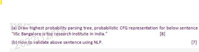 Solved (a) Draw highest probability parsing tree, | Chegg.com