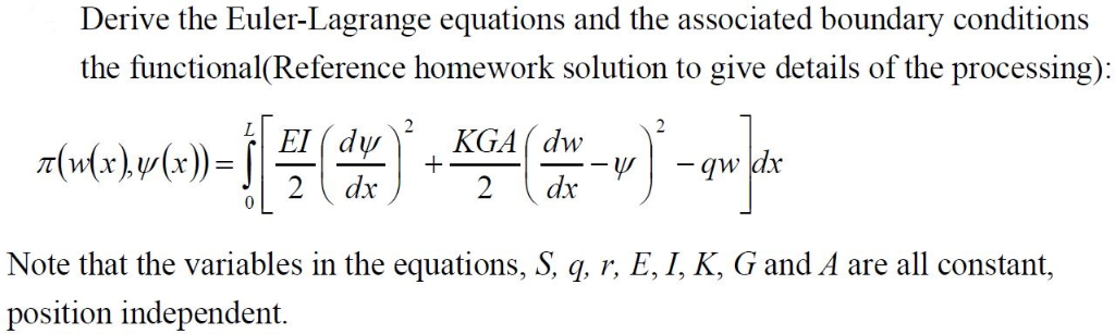 Derive the Euler-Lagrange equations and the | Chegg.com