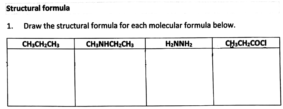 Solved 1. Draw the structural formula for each molecular | Chegg.com