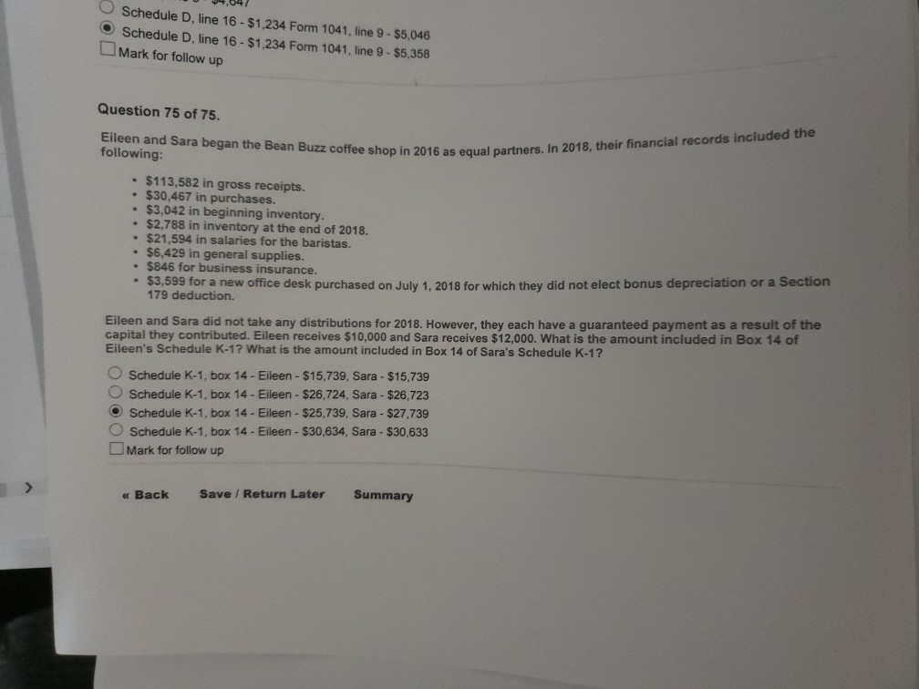 Solved 4,647 Schedule D. line 16 - $1,234 Form 1041, line 9 | Chegg.com