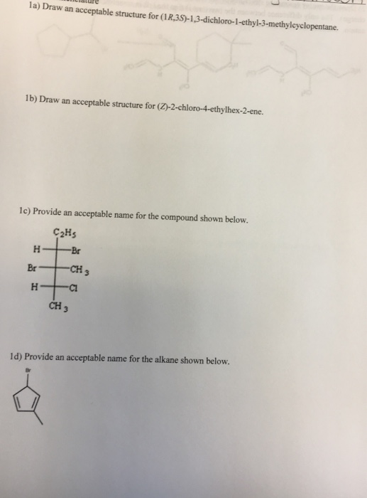 Solved 1a) Draw an acceptable structure for | Chegg.com