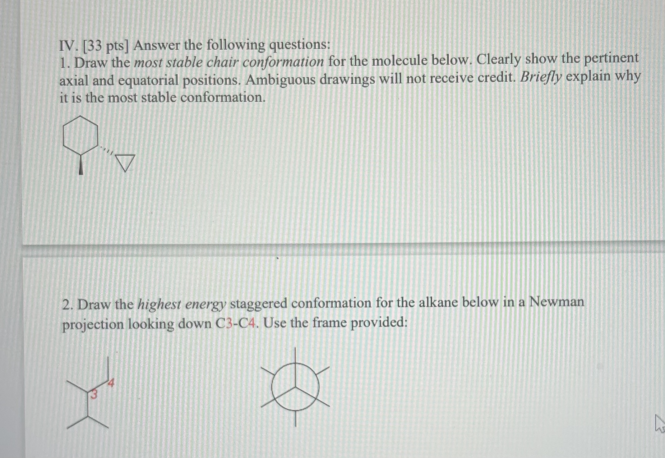 Solved IV. [33 pts] Answer the following questions: 1. Draw | Chegg.com