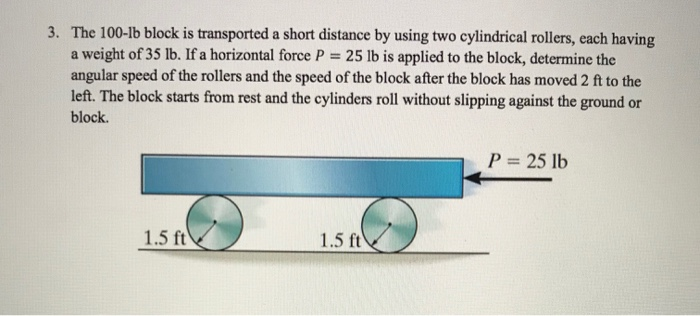 Solved 3. The 100-lb block is transported a short distance | Chegg.com