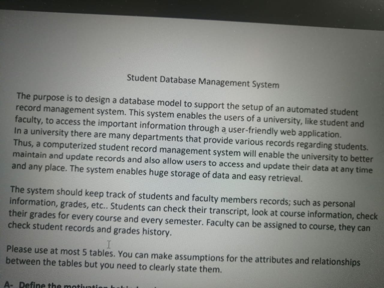 Student Database Management System The purpose is to | Chegg.com