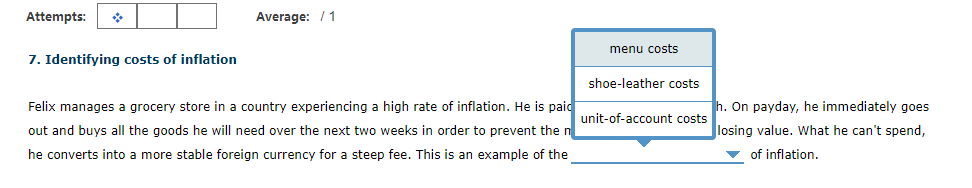 Solved 7. Identifying costs of inflation Felix manages a | Chegg.com