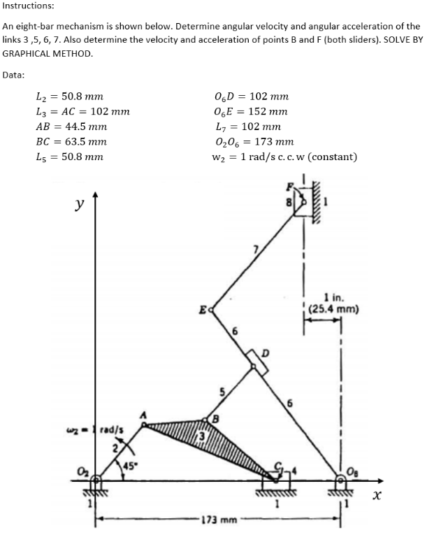 Solved Instructions: An eight-bar mechanism is shown below. | Chegg.com