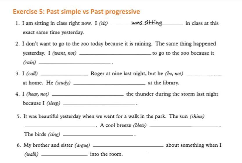 Solved Exercise 5: Past simple vs Past progressive 1. I am | Chegg.com