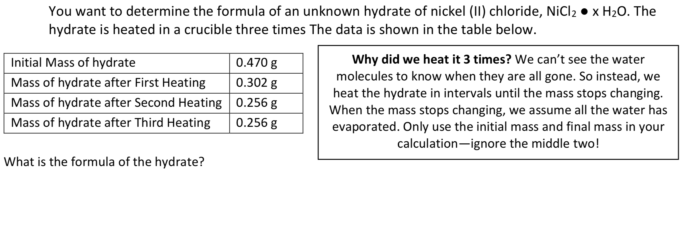 Solved You want to determine the formula of an unknown | Chegg.com