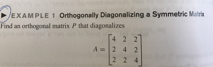 Solved EXAMPLE 1 Orthogonally Diagonalizing a Symmetric | Chegg.com