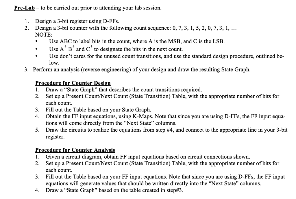 Solved Pre-Lab - to be carried out prior to attending your | Chegg.com