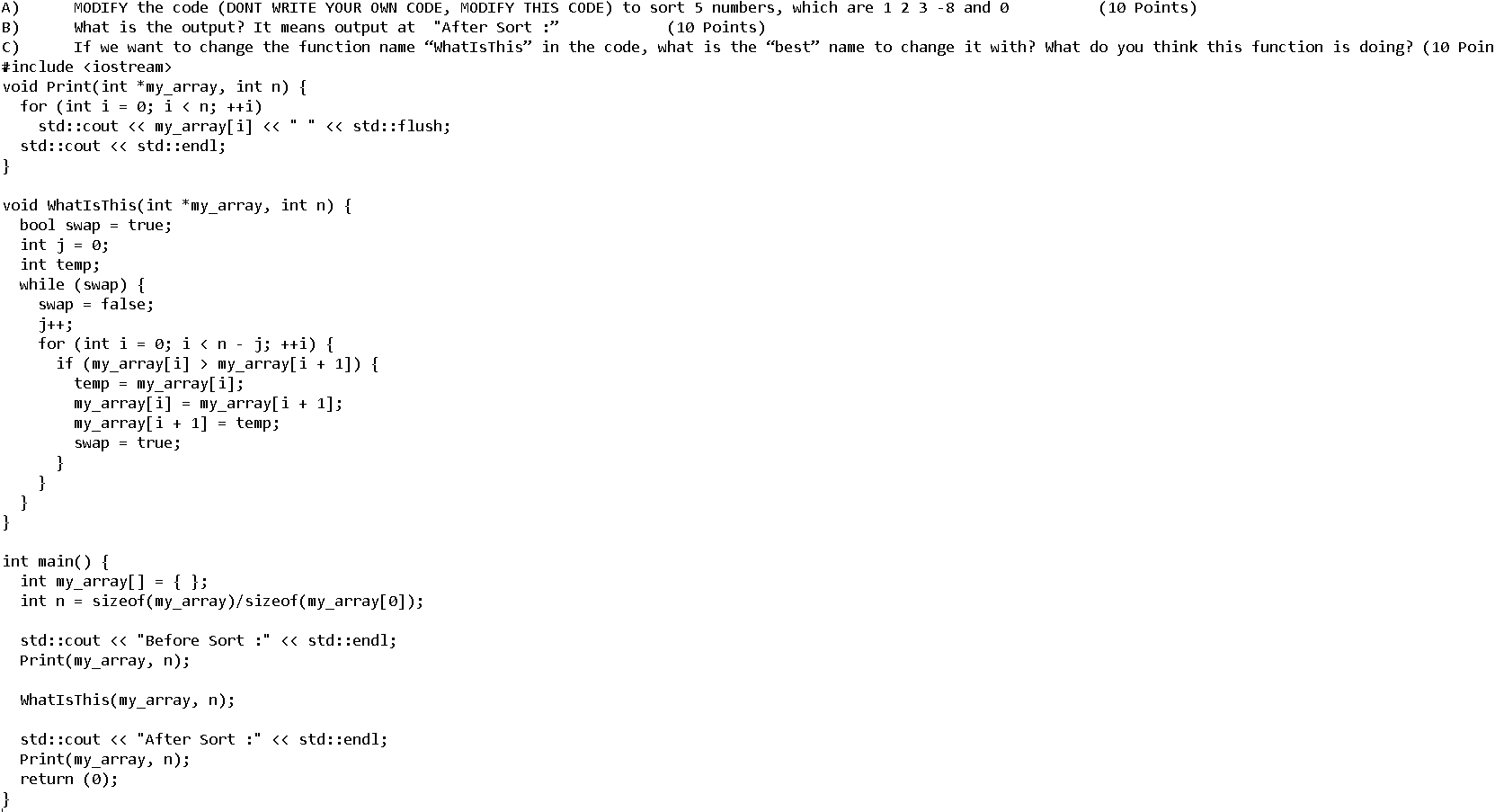 Solved A) MODIFY the code (DONT WRITE YOUR OWN CODE, MODIFY | Chegg.com