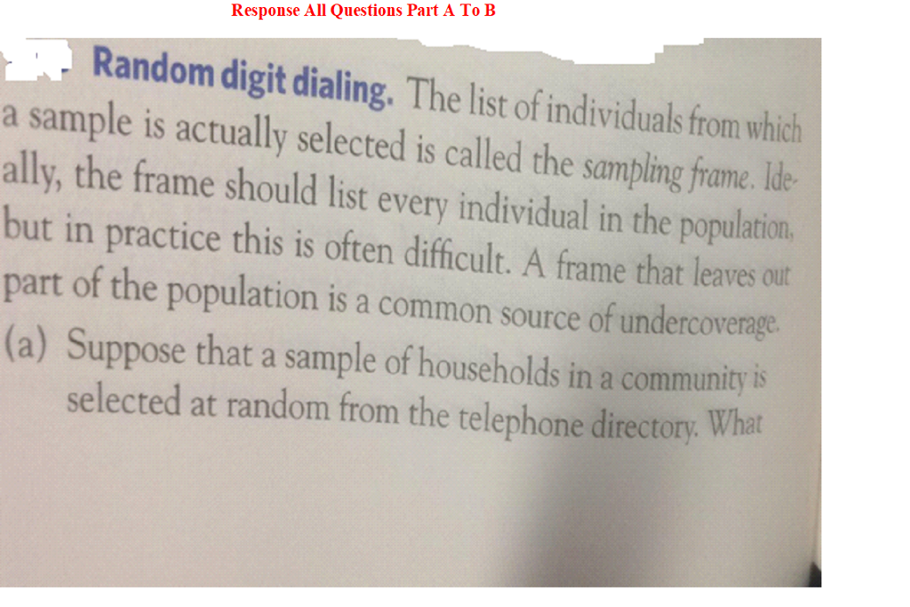 Solved Response All Questions Part A To B Random digit | Chegg.com