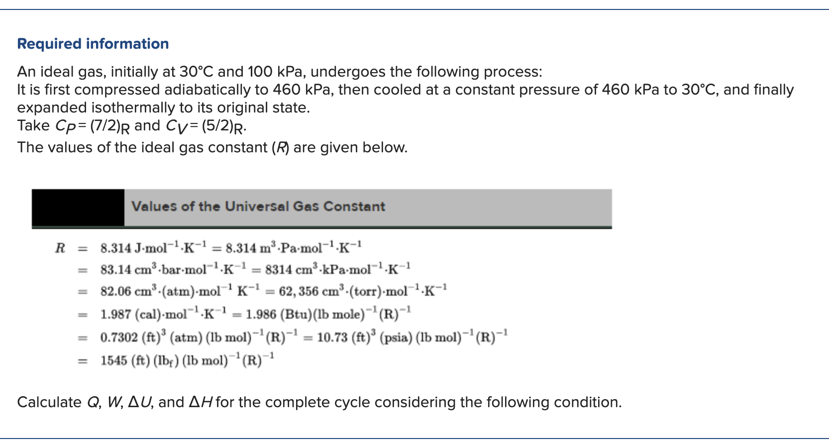 Solved Required information An ideal gas, initially at 30°C | Chegg.com