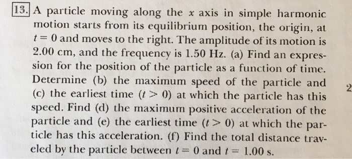 Solved A particle moving along the x axis in simple harmonic | Chegg.com