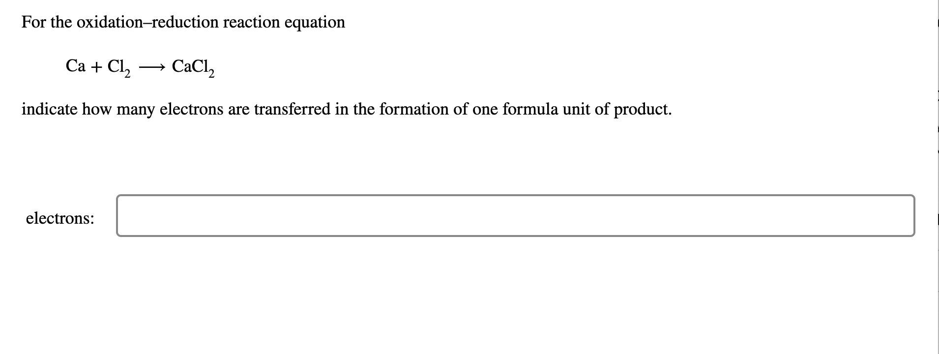 Solved For the oxidation-reduction reaction equation | Chegg.com
