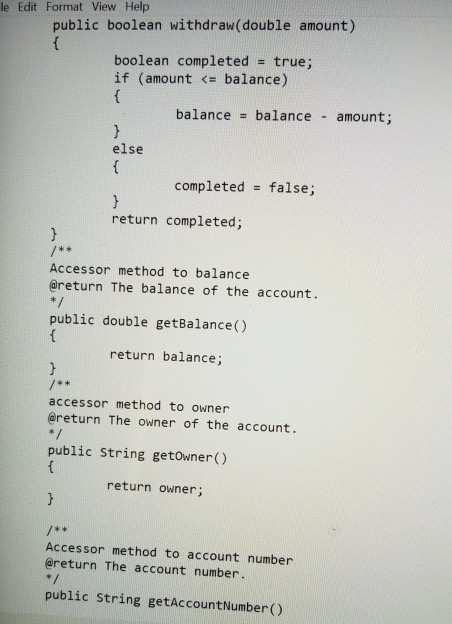Solved Task #1 Extending the BankAccount Class 1. Copy the | Chegg.com