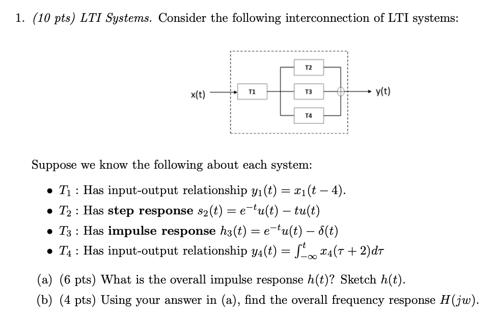 Solved 1. (10 pts) LTI Systems. Consider the following | Chegg.com Solved 1. (10 pts) LTI Systems. Consider the following | Chegg.com