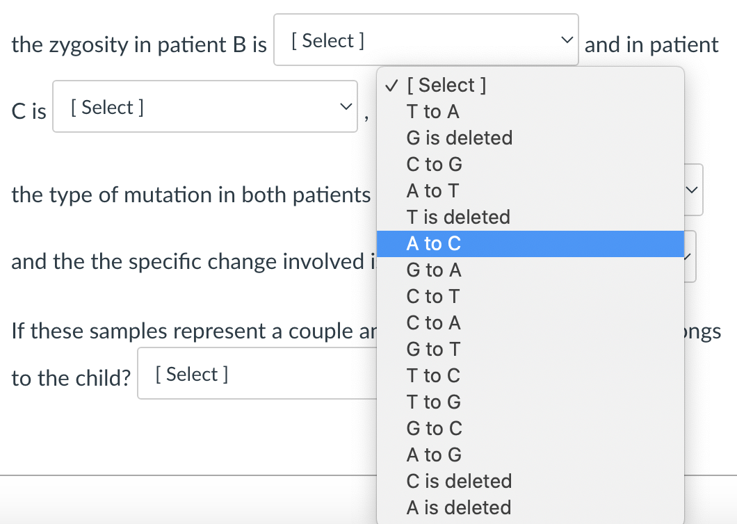 Solved Identify the mutation in the two patients in panels B | Chegg.com