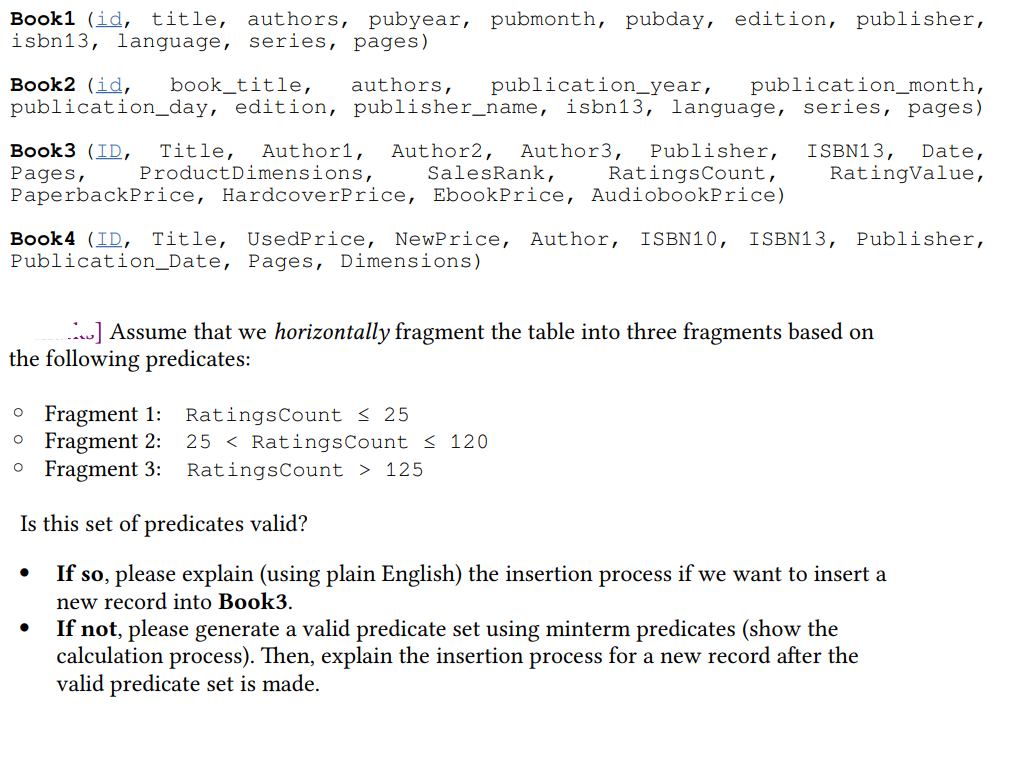 Solved Book1 (id, title, authors, pubyear, pubmonth, pubday, | Chegg.com