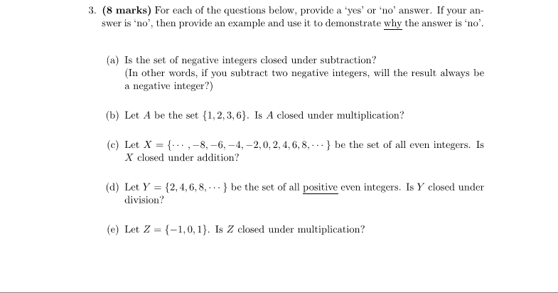 Solved 3. (8 marks) For each of the questions below, provide | Chegg.com