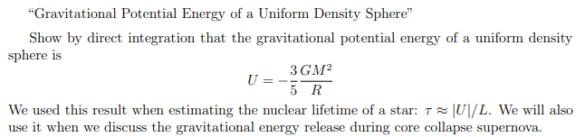 Solved "Gravitational Potential Energy of a Uniform Density | Chegg.com