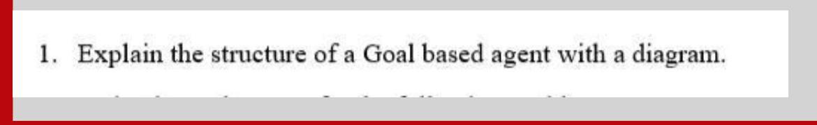 Solved 1. Explain the structure of a Goal based agent with a | Chegg.com