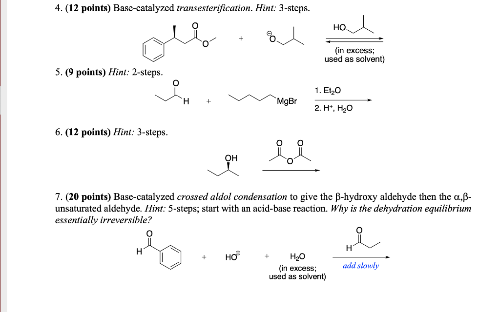 Solved 4.(12 points) Base-catalyzed transesterification. | Chegg.com