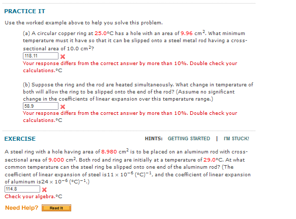 Solved GOAL Apply the equation of area expansion. PROBLEM | Chegg.com